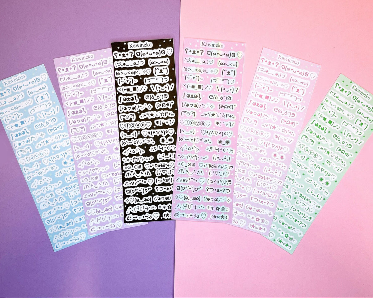 Ascii cute little faces sticker sheets – Kawineko